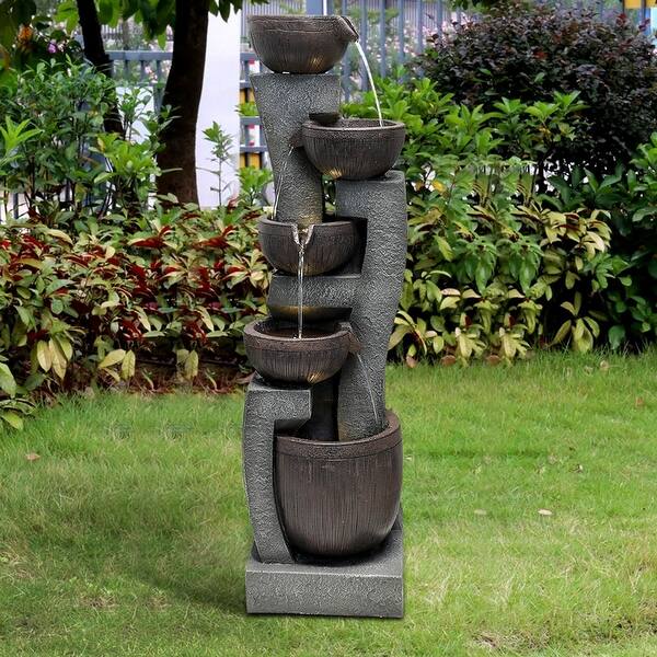 43.7'' Curving Water Fountain 5-Tier Resin Waterfall Outdoor - On Sale ...