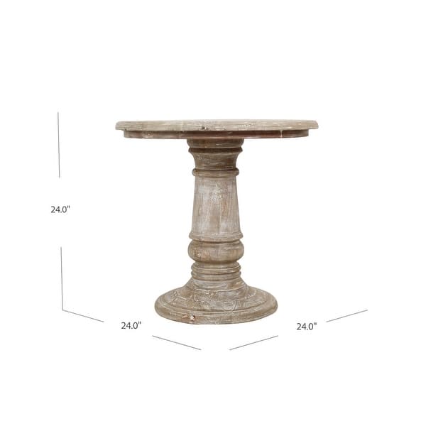 Kafe Natural Mango Wood Round Side Table by East at Main - Bed Bath ...