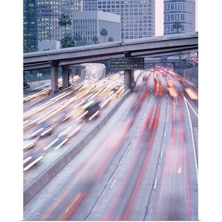 "California, Los Angeles, Freeway traffic in Los Angeles city" Poster ...