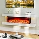 White Wall Mounted Floating Electric Fireplace with and 3-Sided ...