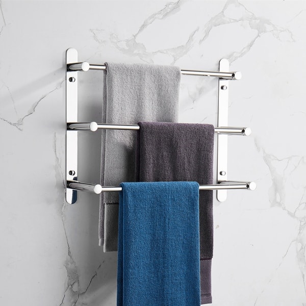 THREE Stagger Layers Towel Rack Stainless Steel Hand Polishing Mirror ...