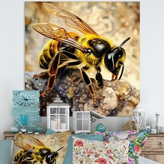 Designart "Floral Bee III" Animals Metal Wall Art Prints - Bed Bath ...