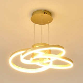 Modern Pendant Light Gold Wave LED Ceiling Lamp Dimmable Chandelier ...