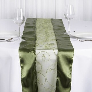 24 Pcs Embroidered Organza Satin Edge Borders 14" x 108" Willow Green ...