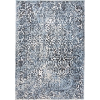 Tullamore Distressed Ornamental Rug, Ice Blue/Charcoal, Accent Rug ...