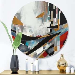 Designart "Beyond Nature IV" Abstract Landscape Metal Round Wall Art ...