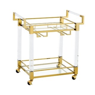 Modern Gold Chrome Kitchen Cart Home Bar Serving Cart 2 Tier Drink ...