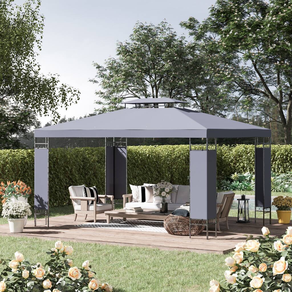 Outsunny 10' x 13' Patio Gazebo Outdoor Canopy Shelter with Sidewalls ...