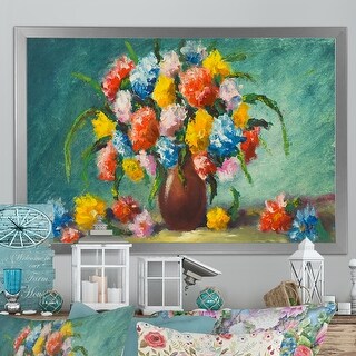 Designart "Spring Flowers In Vase" Traditional Framed Wall Art - Bed ...