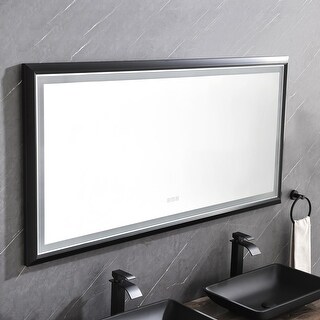 Dornberg 72x36 inch Bathroom Mirror,Anti Fog,LED Light,Black-framed ...