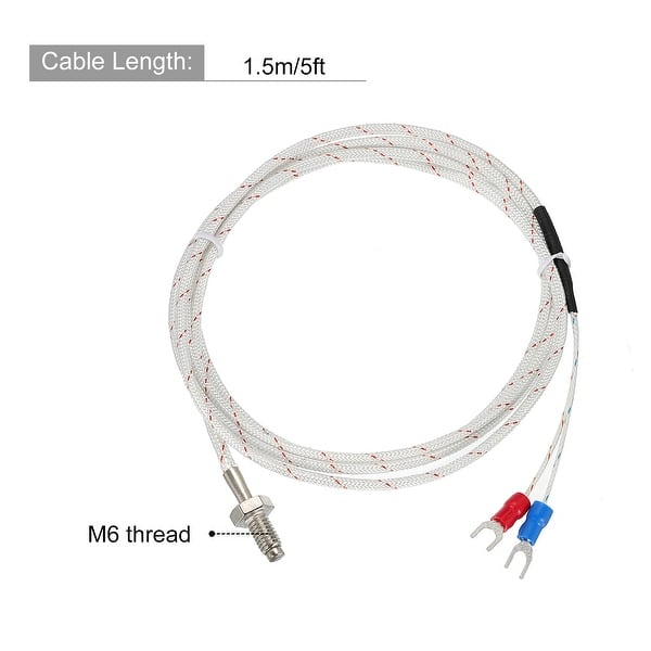 K Type Temperature Sensor 2pcs M6 Thermocouple 5ft 0 to 800°C(32 to ...