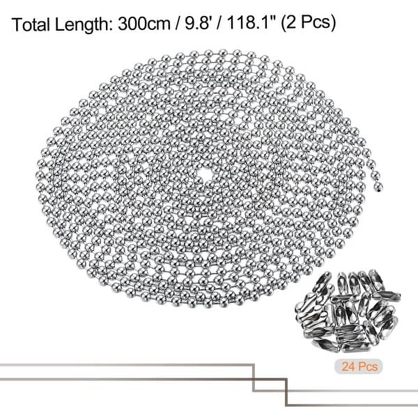 2pcs Pull Chain Extension 118.1" Long 0.12" Dia. Beaded Link with Clasp ...