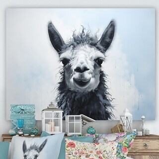 Designart "Grey Llama Portrait I" Llama Animal Wall Art - Bed Bath ...