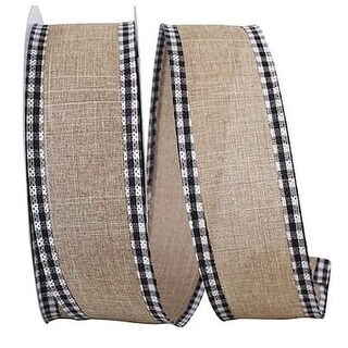 Black and White Gingham Check Trim With Natural Color Wired Ribbon ...