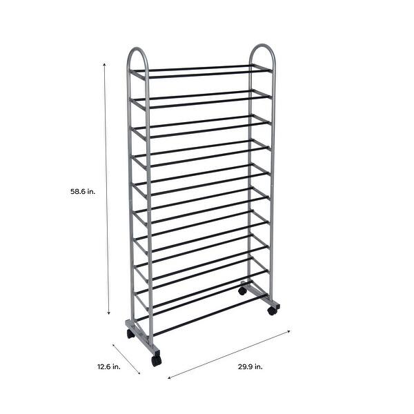 Simplify 10 Tier Mobile Shoe Rack in Grey - 10 Tier - Bed Bath & Beyond ...
