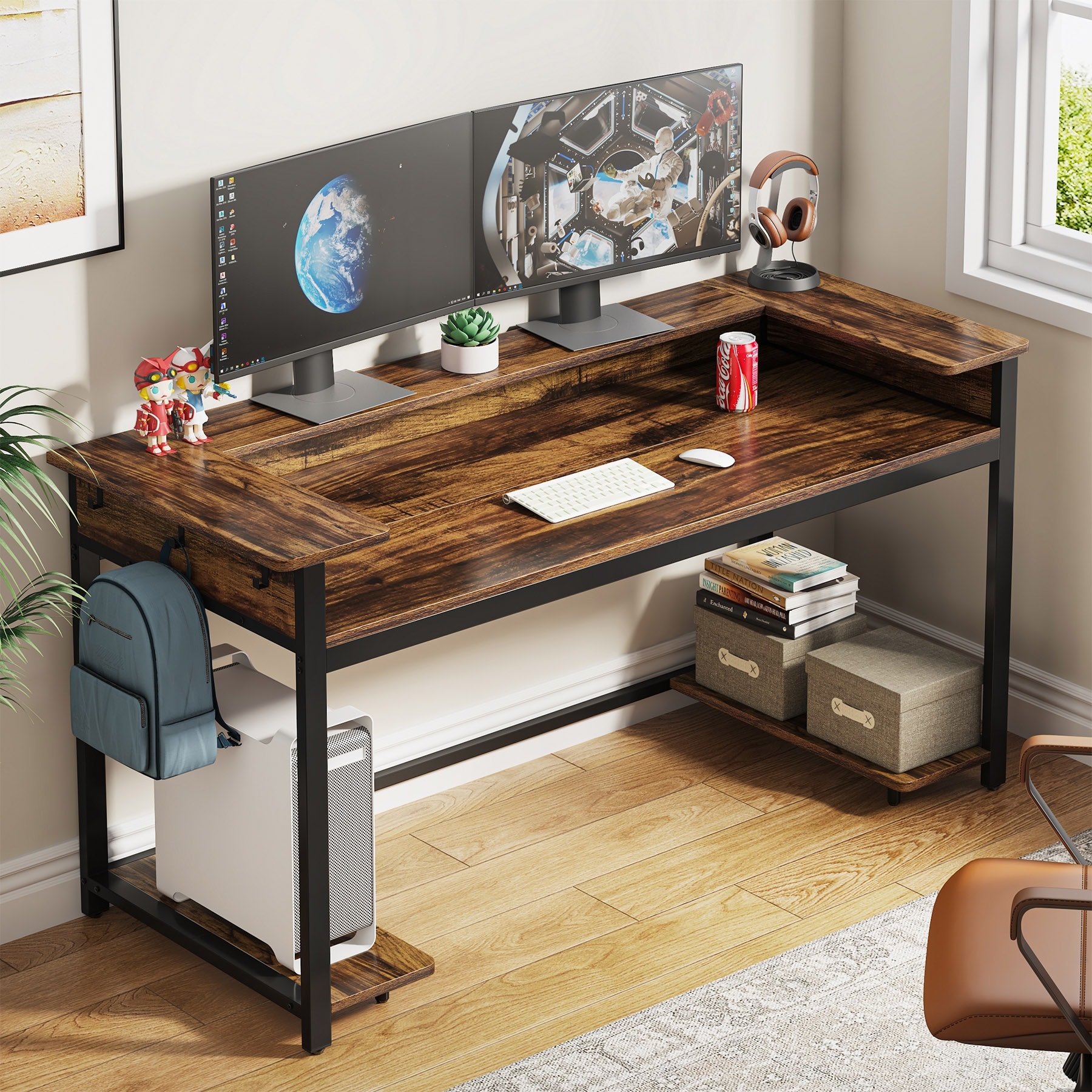 70.86" Computer Desk with Storage Shelf and Printer Stand - On Sale ...