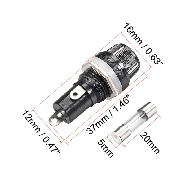 Screw Cap Panel Mounted Fuse Holder AC 250V/10A with Glass Fuse 5Set ...