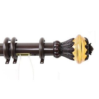 Paradise Decorative Traverse Rod With Rings 48in 84in Mahogany - 65 x 4 ...