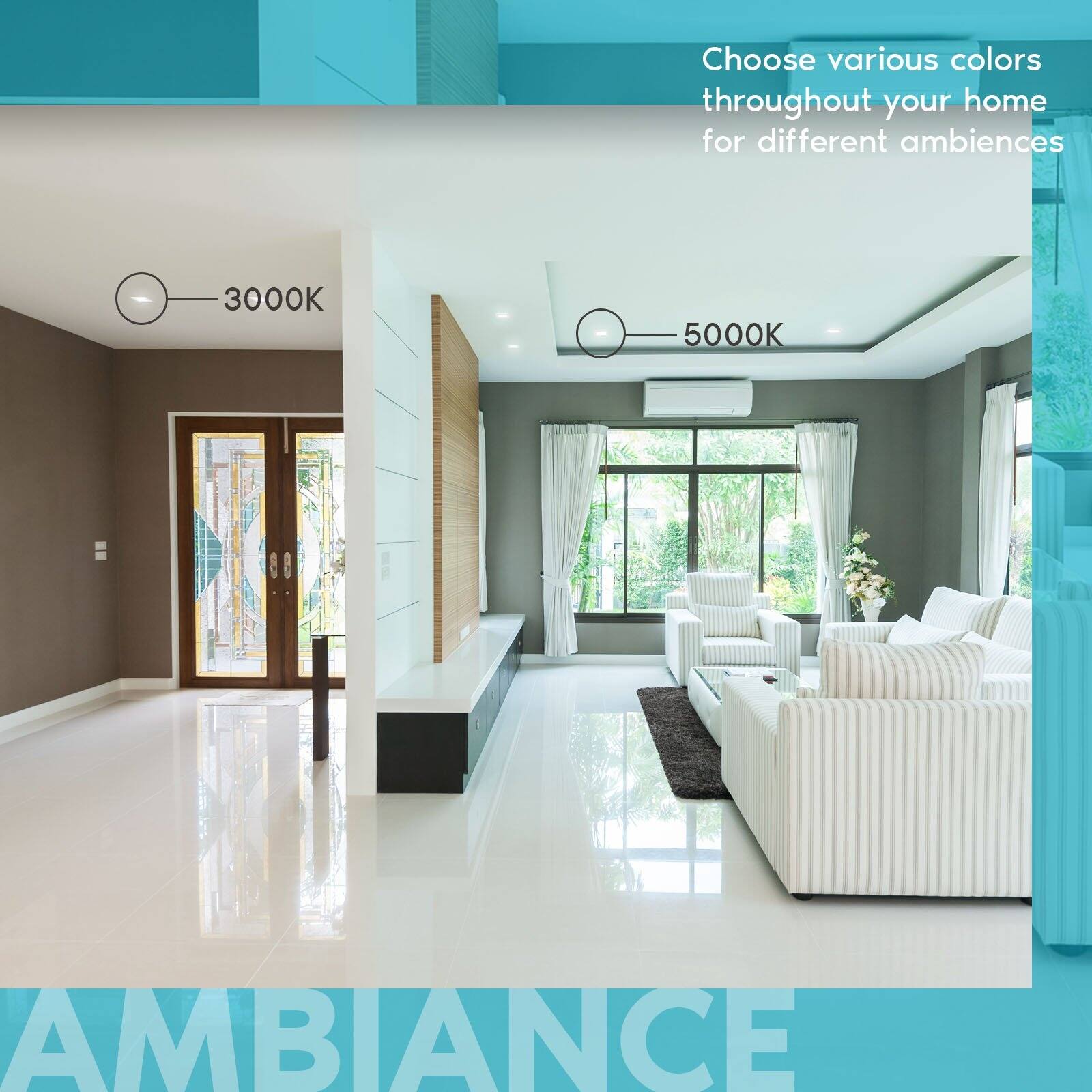 Luxrite 12-Pack 3 Inch Square LED Recessed Lighting, 8W, 5CCT Color ...