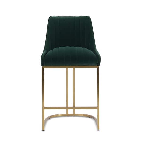 Maddie 27" Modern Glam Velvet Tufted Counter Stool with Gold Base - On ...
