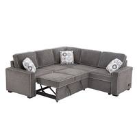 Recliner Sofa with Pull-out Bed Convertible Sectional, Pillows, Brown - Bed Bath & Beyond - 39149333