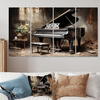Designart "Minimalism Grand Piano Melody I" Music Piano Extra Large ...