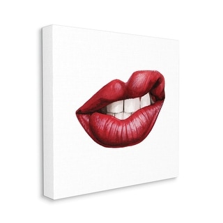 Stupell Sneering Lips Bold Emotion Red Lipstick Teeth Canvas Wall Art ...
