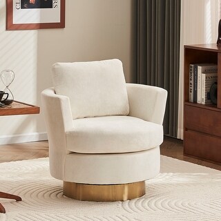Velvet Swivel Bucket Chair Beige Bedroom Reading Chair - Bed Bath ...