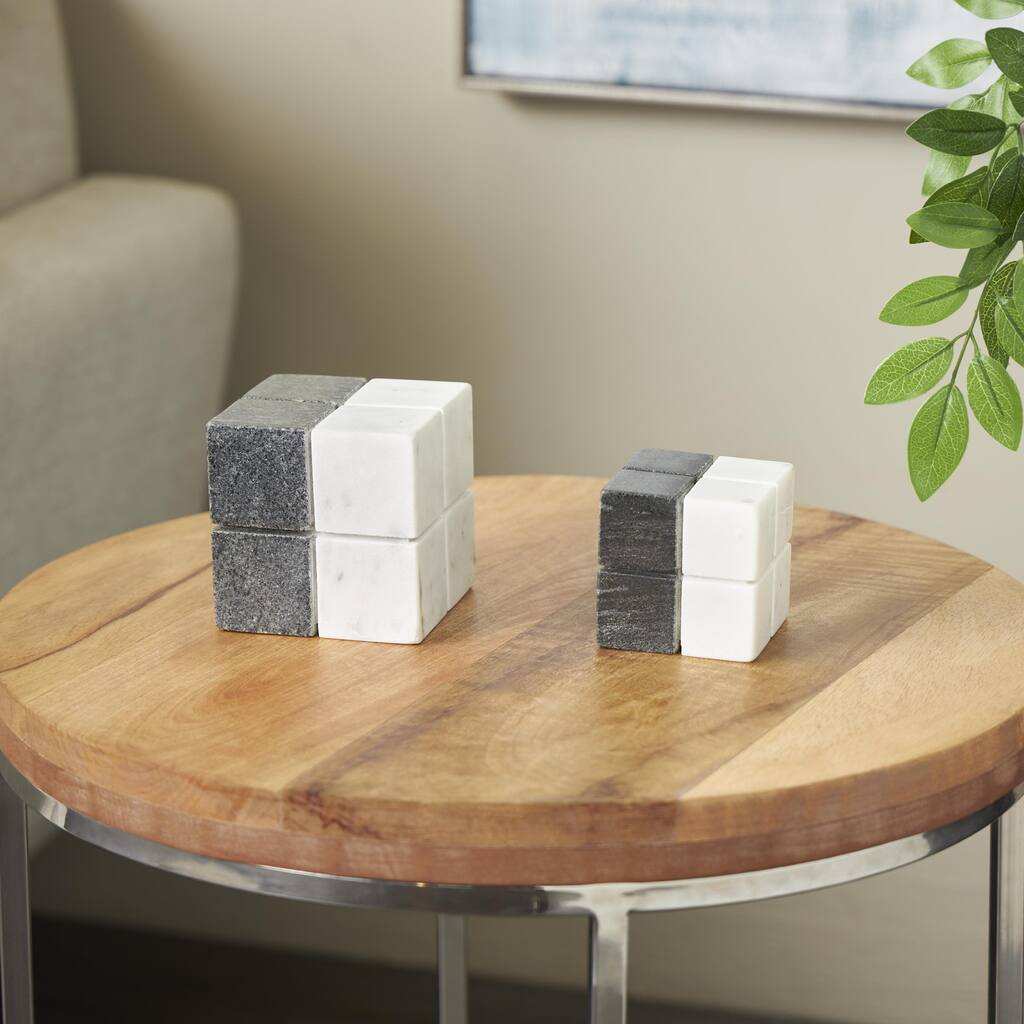 White Marble Stacked Pyramid Geometric Decorative Sculpture with White ...