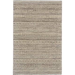 Harlee Ornamental Flat Woven Wool Dhurrie, Ivory/Warm Gray, Area Rug ...