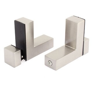 Unique Bargains Stainless Steel L Shaped Glass Shelf Clip Clamp Bracket ...