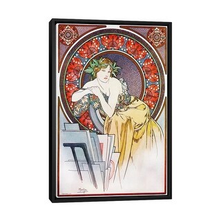 iCanvas "Girl With Easel, 1898" by Alphonse Mucha Framed Canvas Print ...