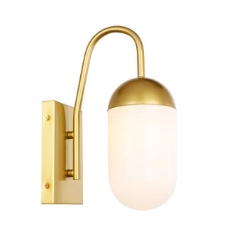 Kace 1 light Brass and frosted white glass wall sconce - One Size - Bed ...