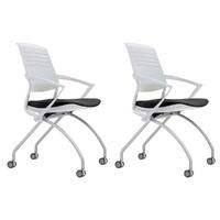 Ergonomic Conference Office Nesting Chair, 2 Chairs Set, White/Black ...