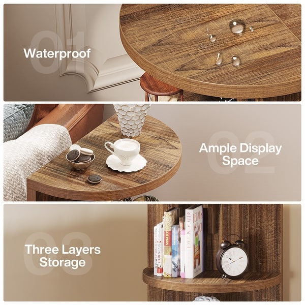3-tier Half-round End Table, Semi-circular Side Table for Living Room ...