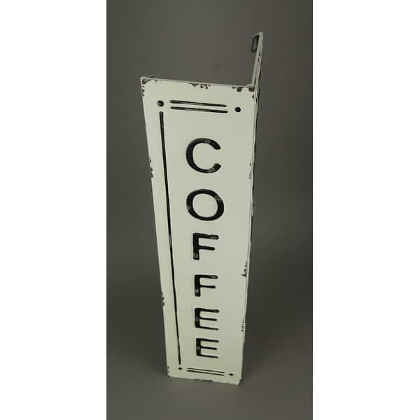 Black And White Pressed Tin 2 Sided Vertical Coffee Sign - Bed Bath ...