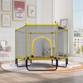 5FT Trampoline with Safety Enclosure Net, Outdoor or Indoor Mini ...