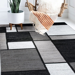World Rug Gallery Contemporary Modern Boxed Color Block Area Rug - On ...