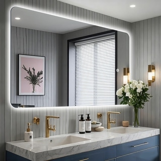 Square Rounded-Corner LED Mirror, both Stylish and Practical - Bed Bath ...