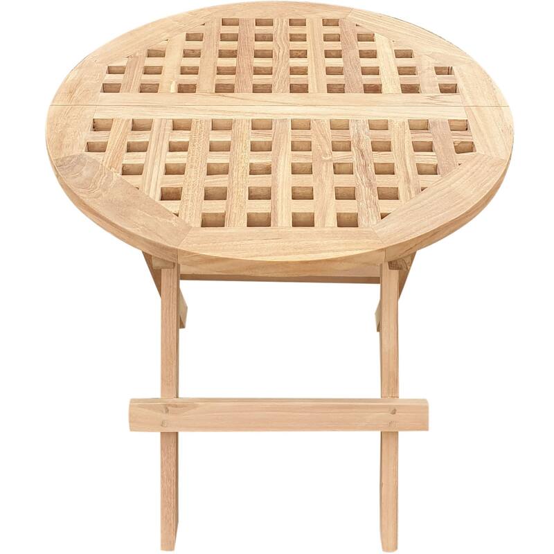 Teak Wood Havana Round Folding Bathroom Table - Overstock - 36803058