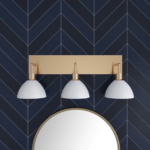 Modern 3-Light Bathroom Vanity Light Over Mirror with White Shades ...