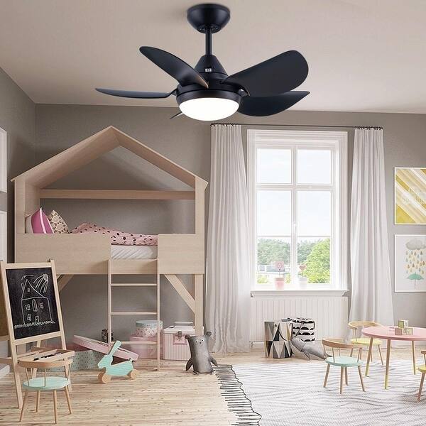 Matte Black 30-Inch Ceiling Fan with Integrated LED Lighting and ABS ...