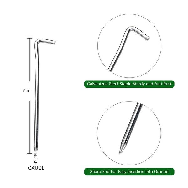 Agfabric 7 in. Silver Galvanized Landscape Staples Stake, Metal Weedmat ...