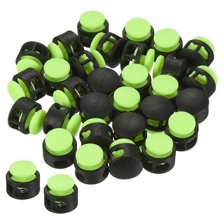 Cord Locks, 30 Pack Round Spring Toggle Stopper, Black Bright Green ...