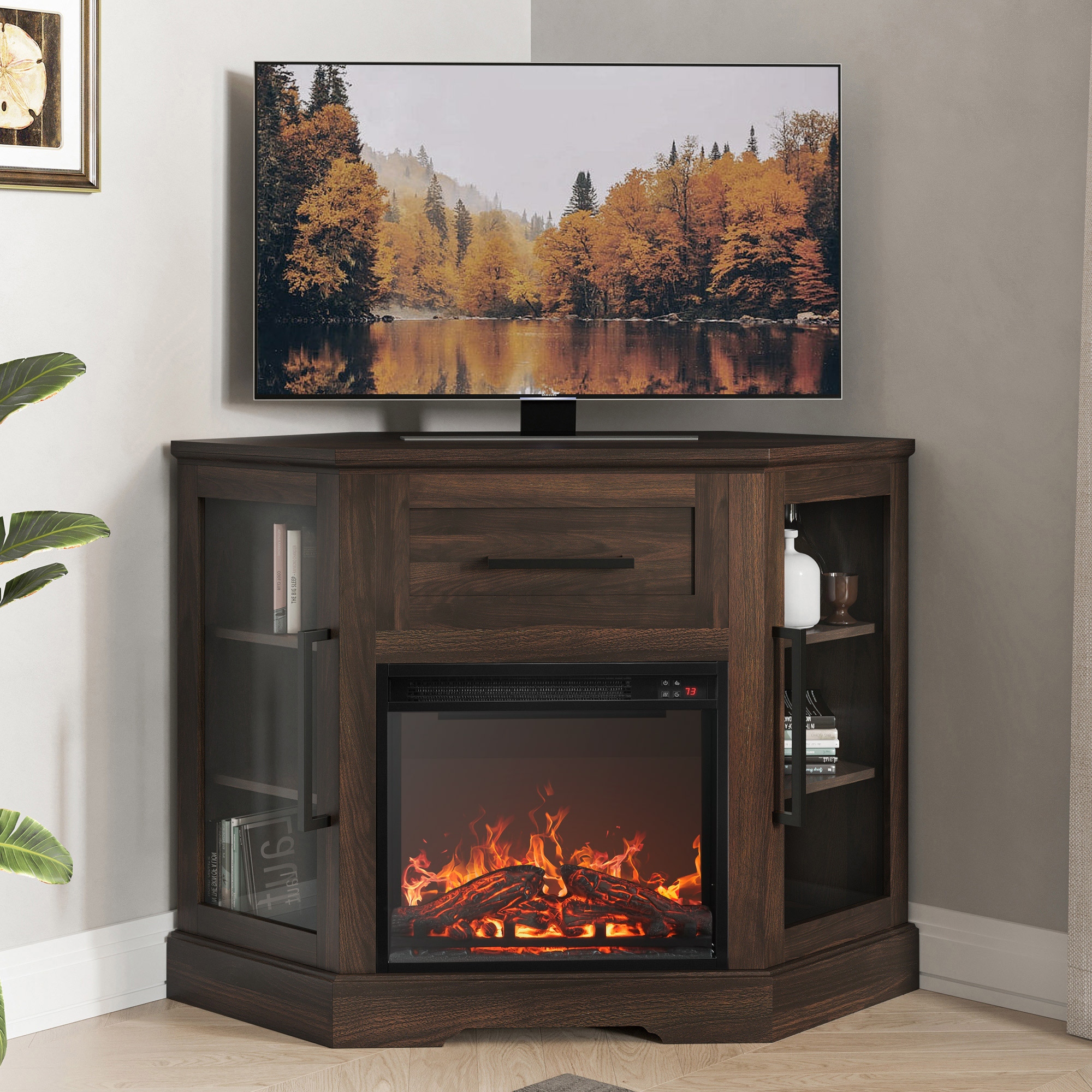 BELLEZE Dale 43 TV Stand for TVs up to 43 with 18 Fireplace Bed Bath Beyond 36610560