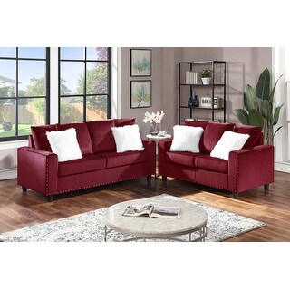 Merry Red Velvet Sofa and Loveseat Set - Bed Bath & Beyond - 39299069