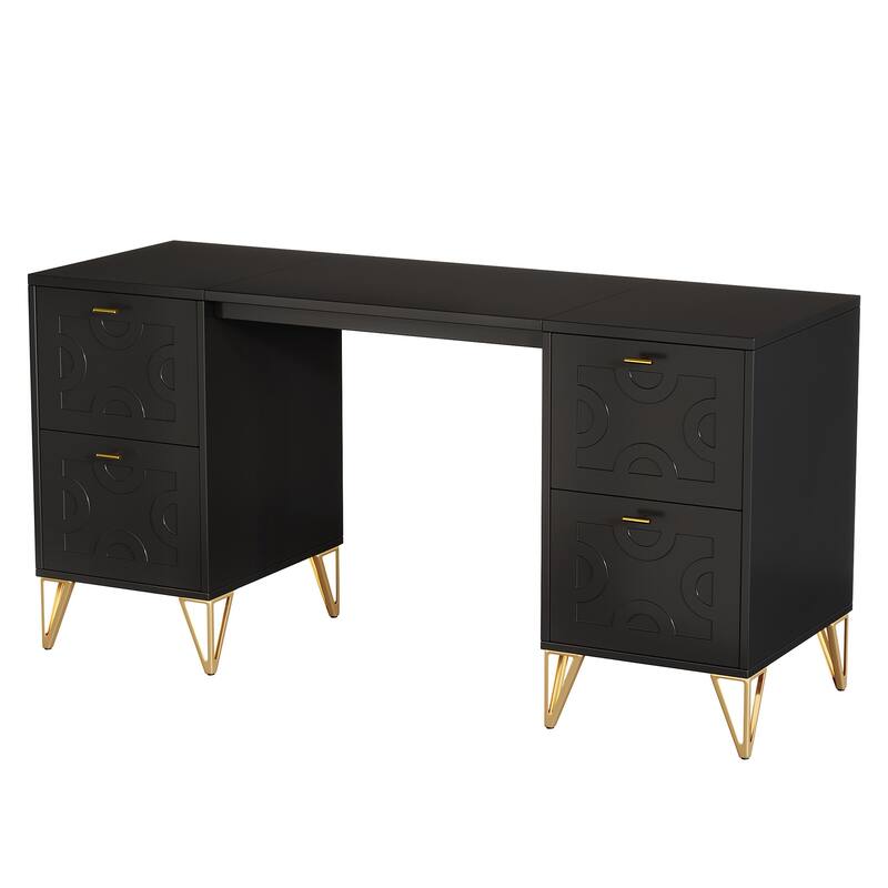 59'' Modern Computer Desk with File Drawers for Home Office - On Sale ...