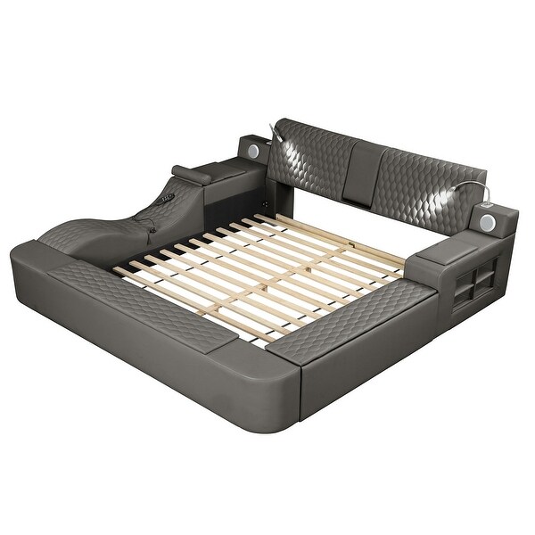 Zoya Modern Style King Bed Made with Wood Built in USB Hookups Remote Controlled Massage On Sale Bed Bath Beyond 37896371