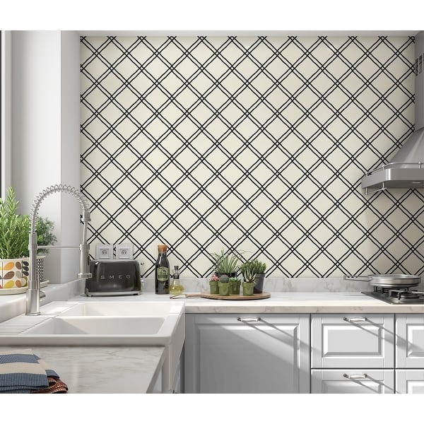 CARO CREAM Peel and Stick Wallpaper By Kavka Designs - 2' x 16' - Bed ...