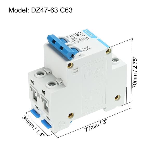 Miniature Circuit Breaker Low Voltage AC 63A 400V 2 Pole DZ47-63 C63 - White, Blue - Bed Bath ...